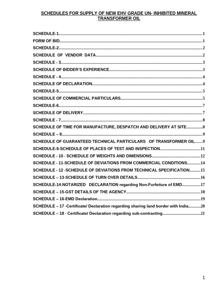 7.SCHEDULES 1-18 - TR Oil 2025-26 | PDF | Specification (Technical Standard) | Taxes