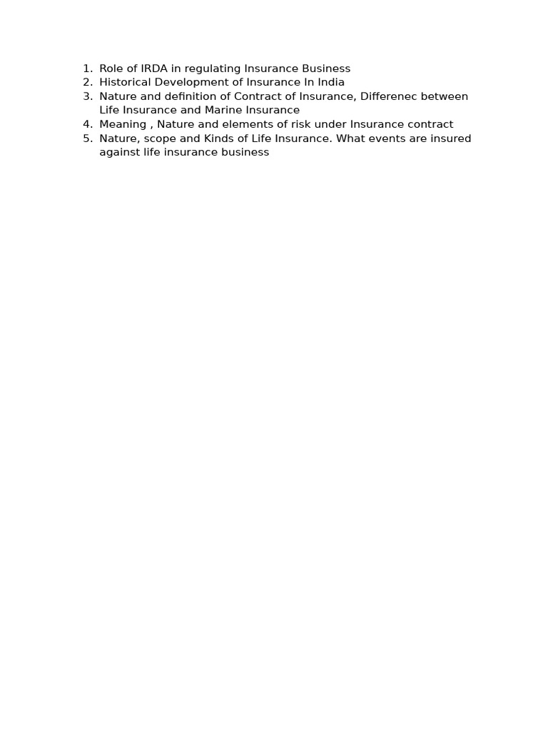 Role of IRDA in Regulating Insurance Business | PDF