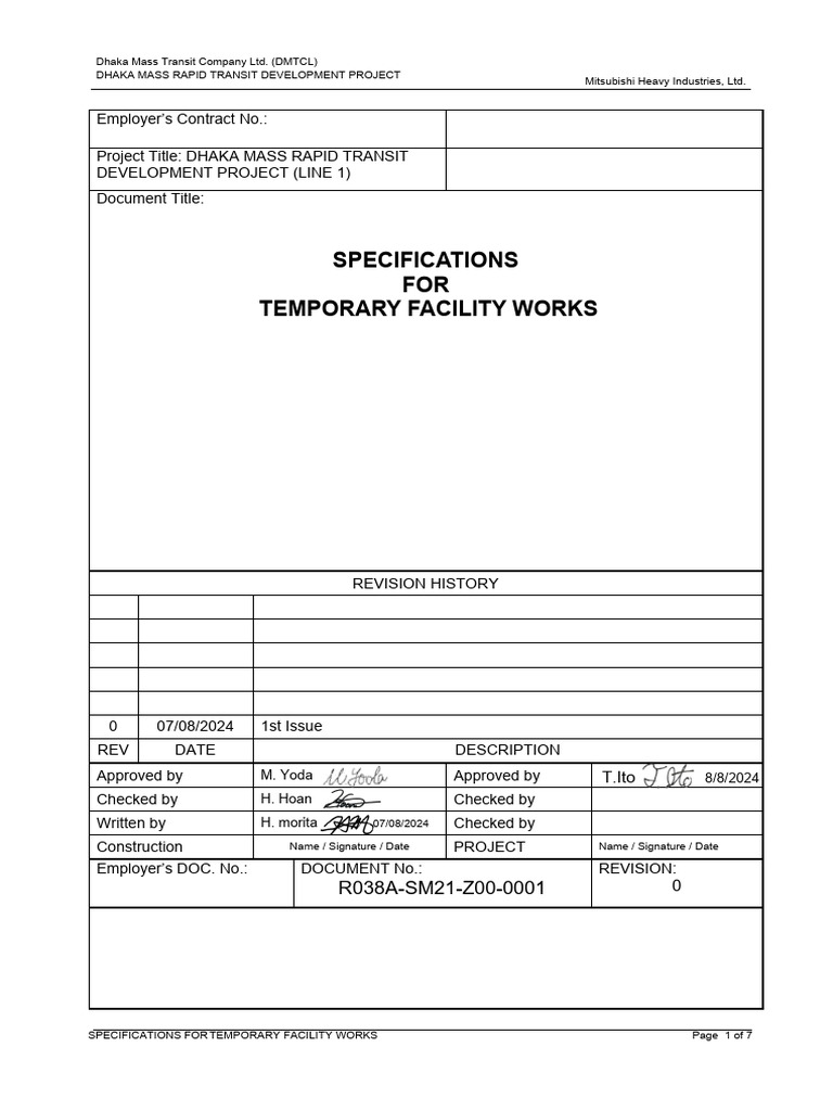 2. Specifications for Dhack Line 1 Temporary Facility Works | PDF ...
