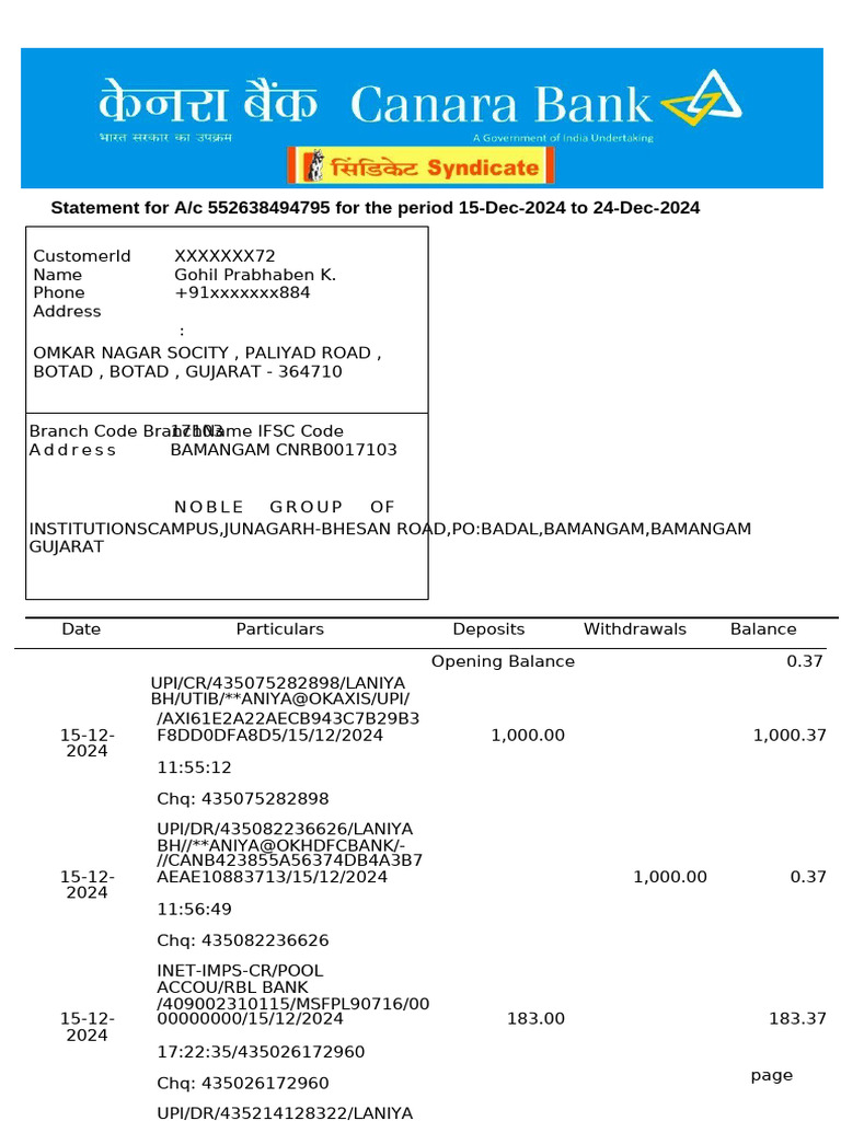 Canara Bank | PDF