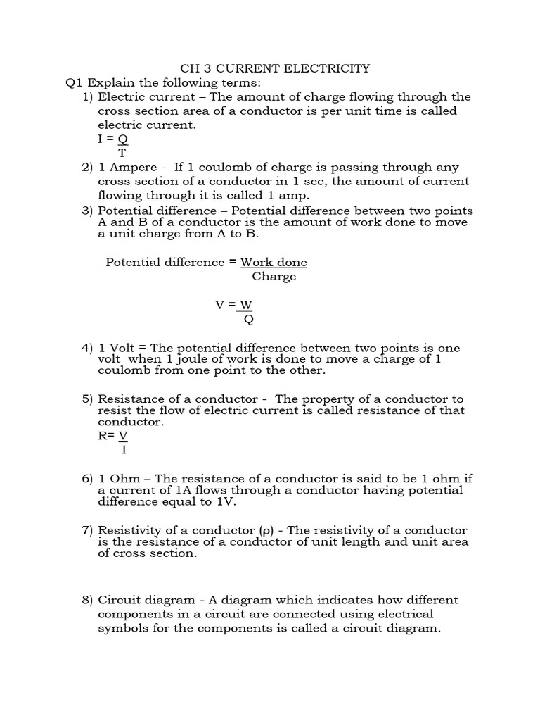 CH 3 Current Electricity | PDF | Electric Current | Electrical ...