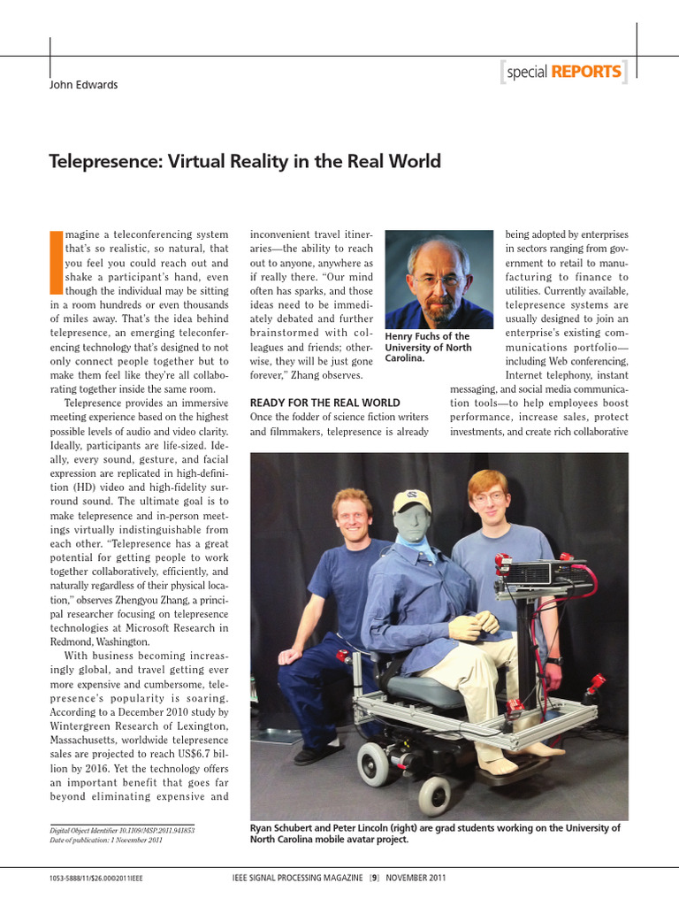 Telepresence: Immersive Virtual Meetings | PDF | Data Compression | Video