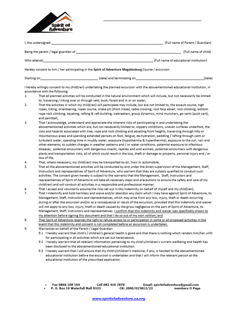 Learner Indemnity & Consent Form | PDF | Indemnity | Private Law