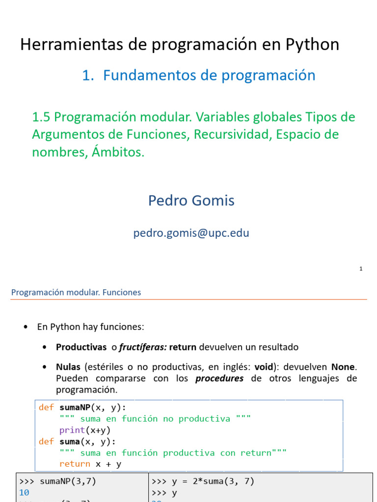 ProgrammToolsPython 1 5 2021 | PDF | Python (lenguaje de programación) | Recursividad