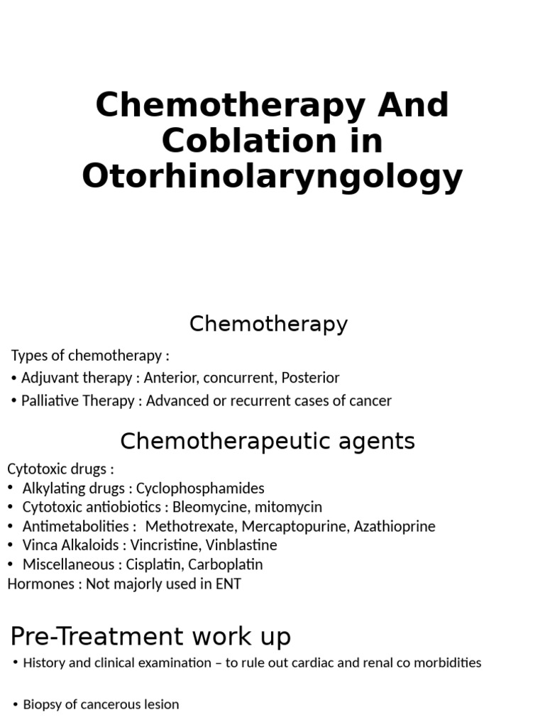 Chemotherapy and Coblation in Otorhinolaryngology | PDF | Chemotherapy ...