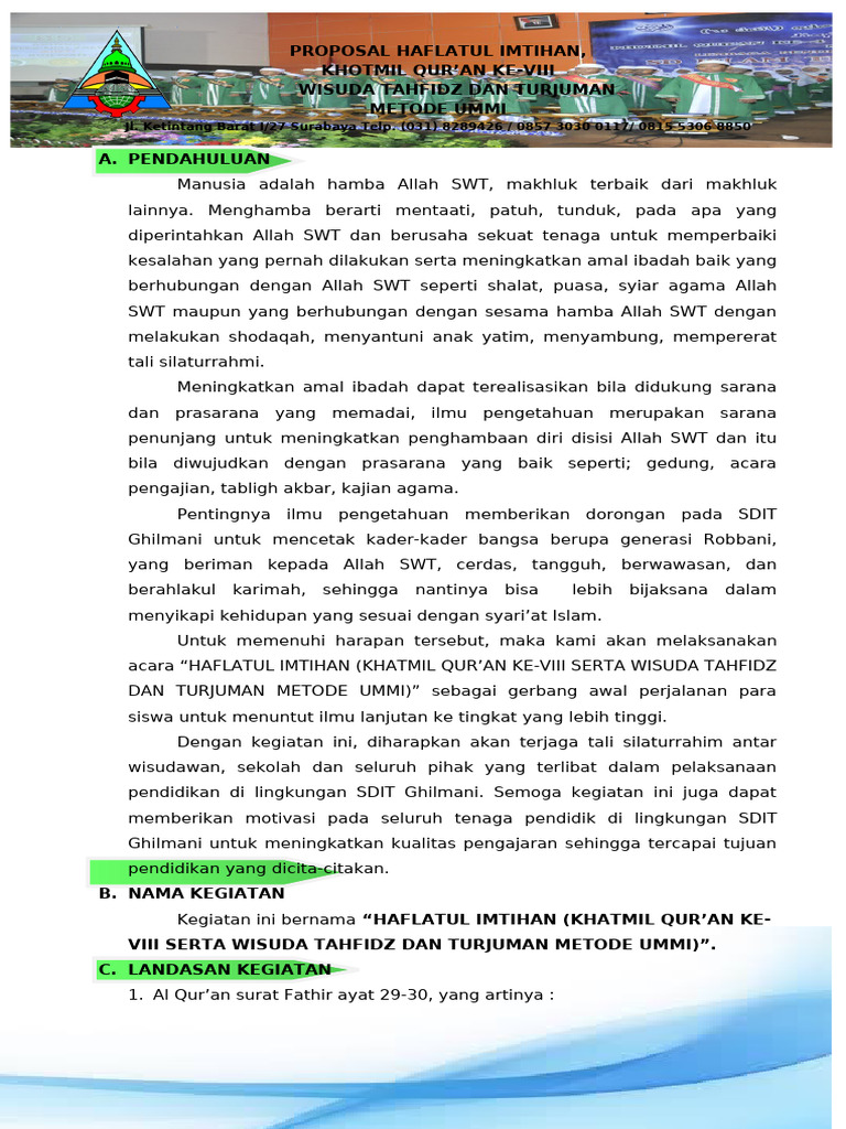 Proposal Wisuda Tahfidz Metode Ummi | PDF