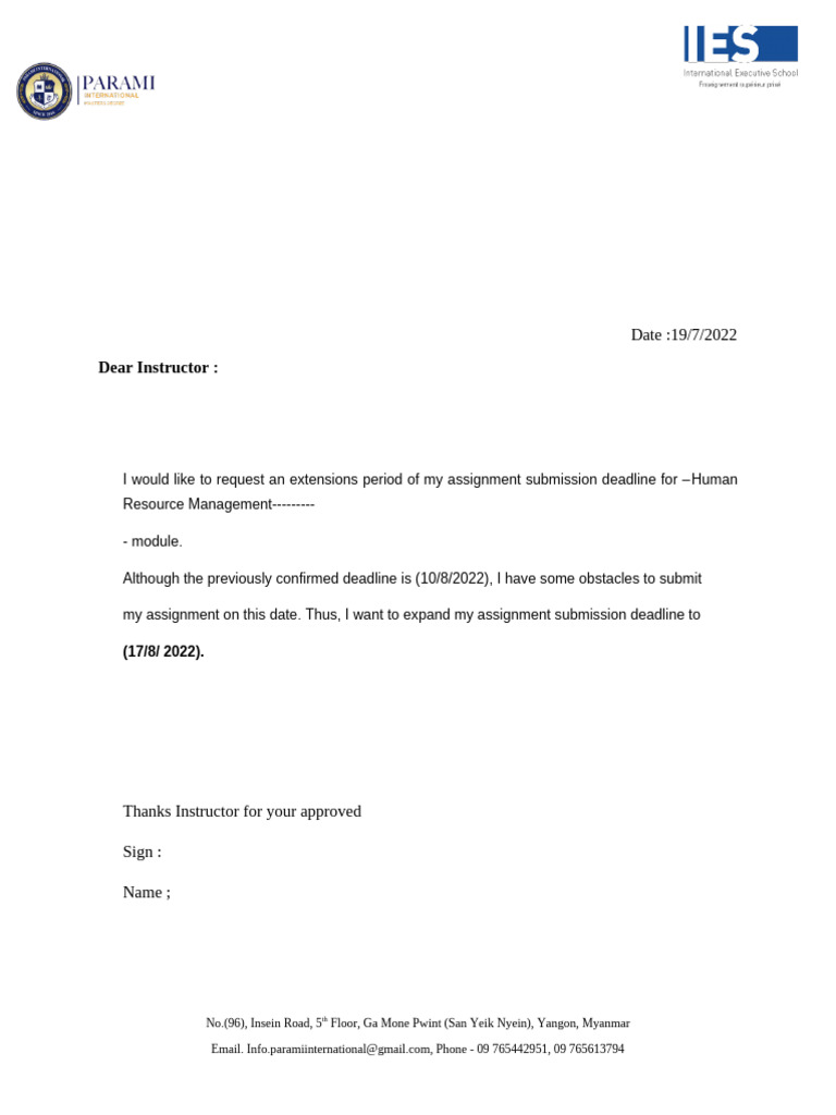 Assignment Extension Request Form | PDF