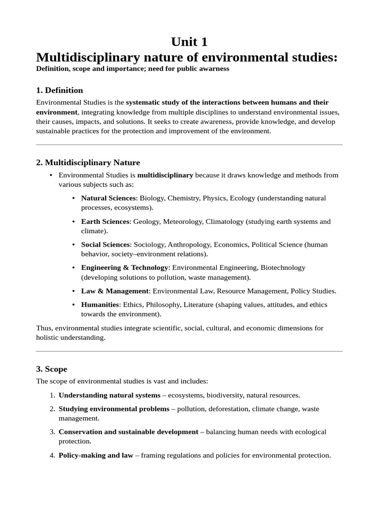 EVS-1 | PDF | Sustainability | Natural Environment