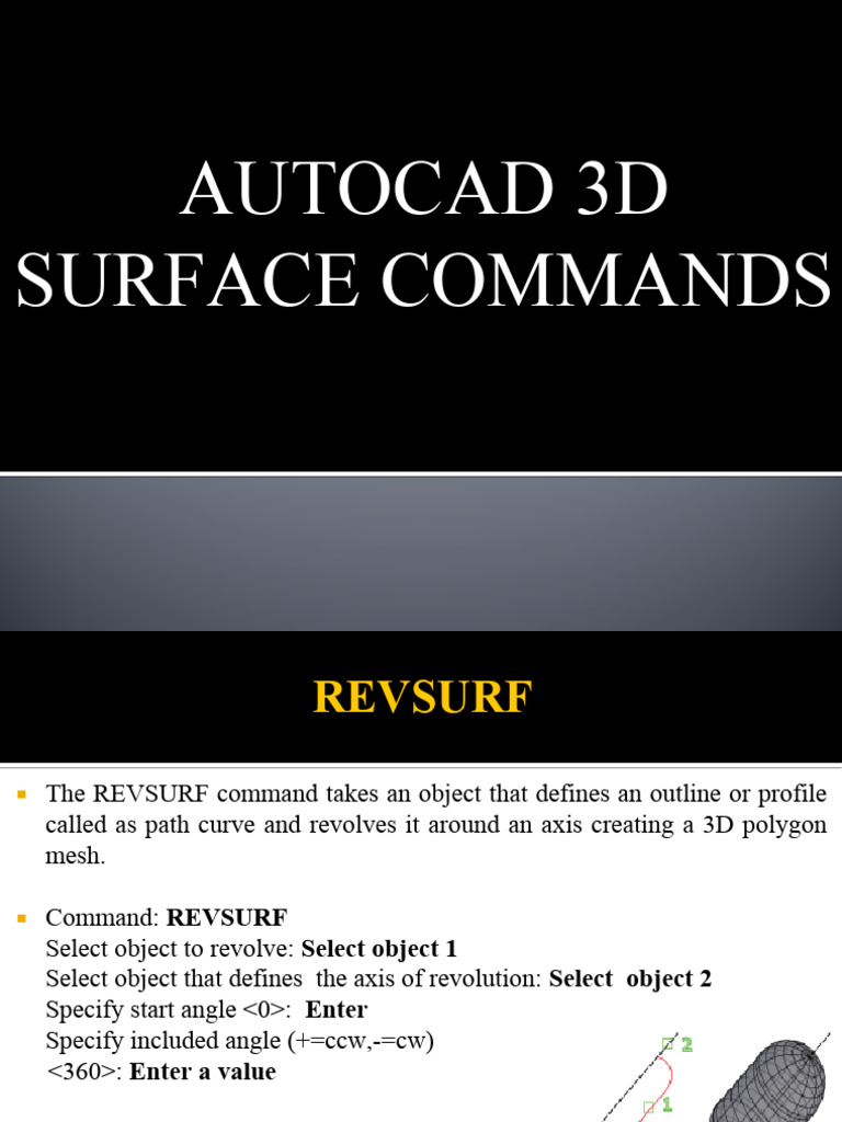 AutoCAD 3D Surface Commands Overview | PDF | Curve | Elementary Geometry