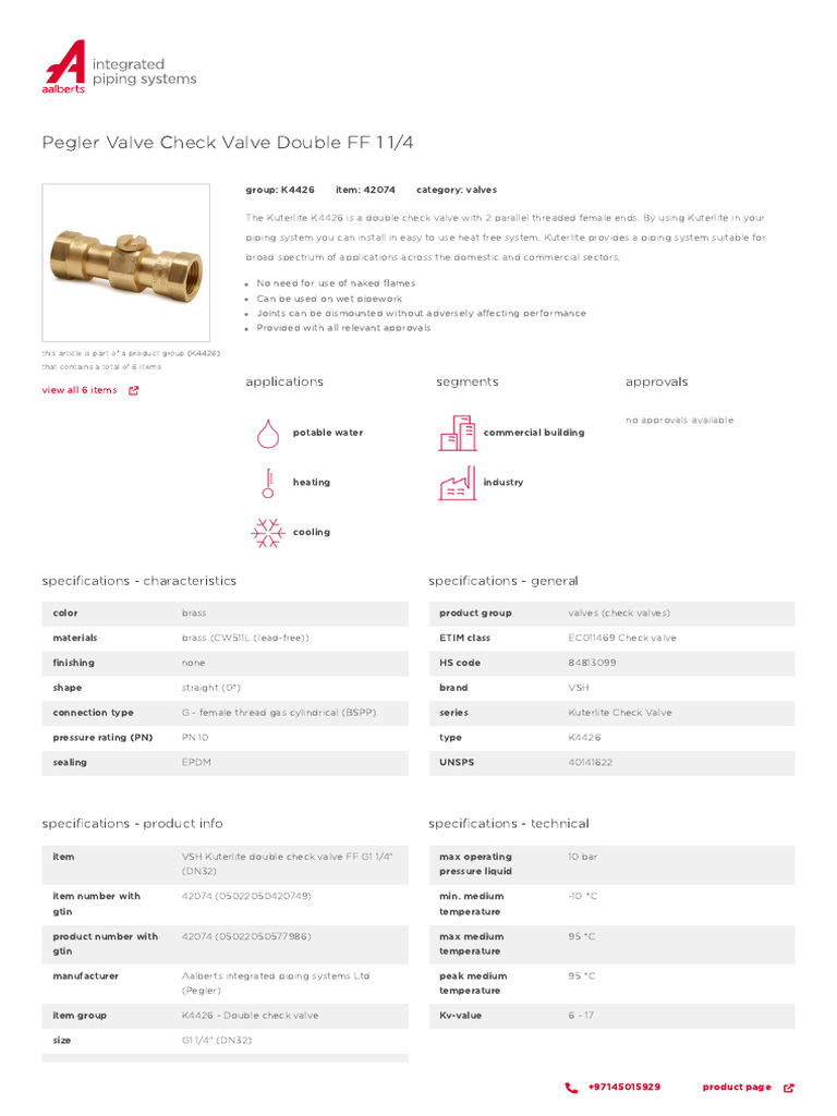 Pegler Valve Check Valve Double FF 1 14 | PDF | Valve | Mechanical Engineering