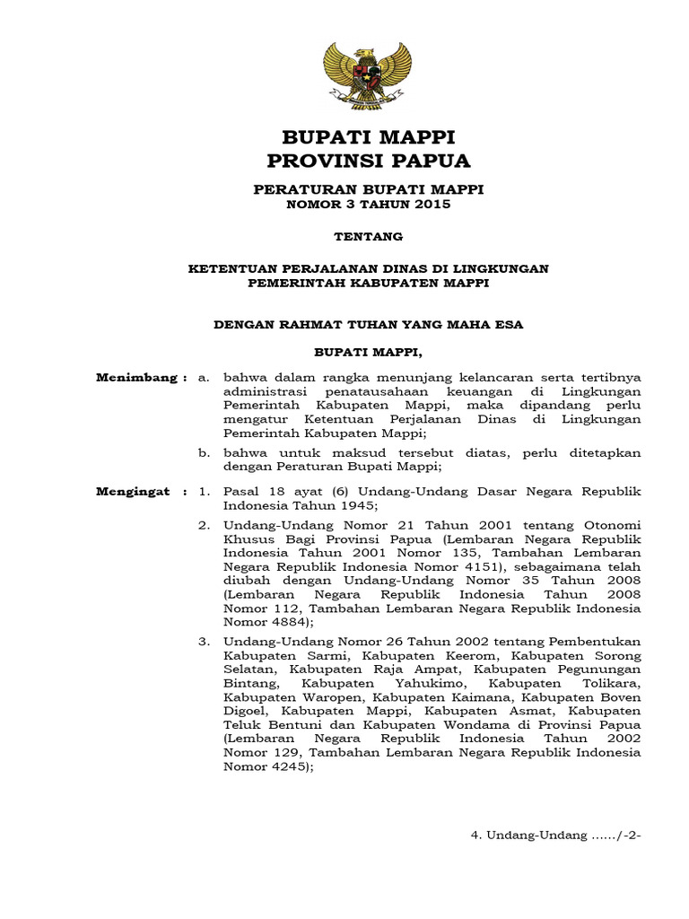 Ketentuan Perjalanan Dinas Mappi | PDF