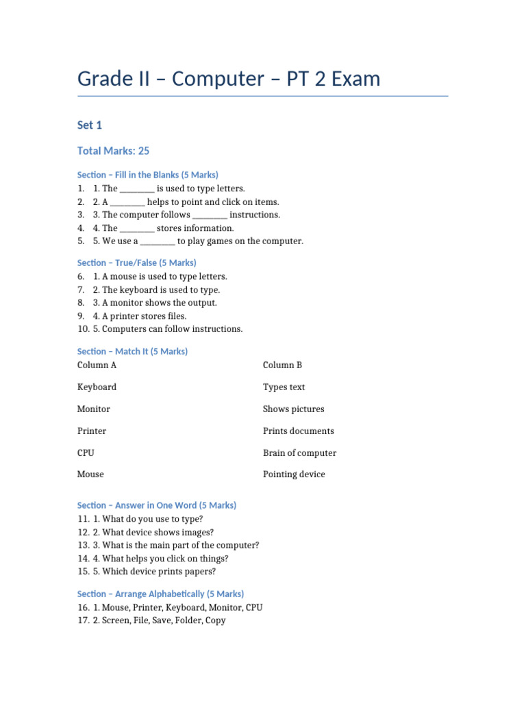 Computer Basics True/False Exam | PDF | Computer File | Printer (Computing)