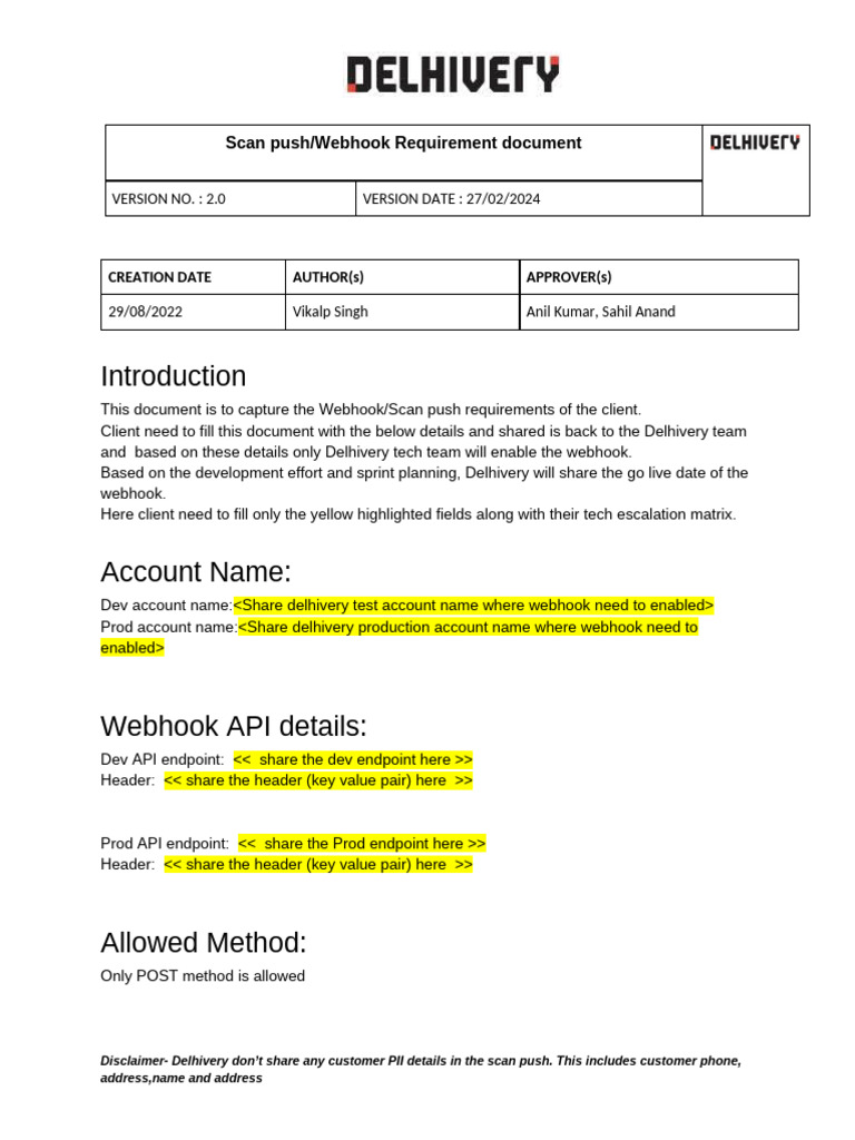 Scan Push Webhook Requirementdocument | PDF | Computing | Internet