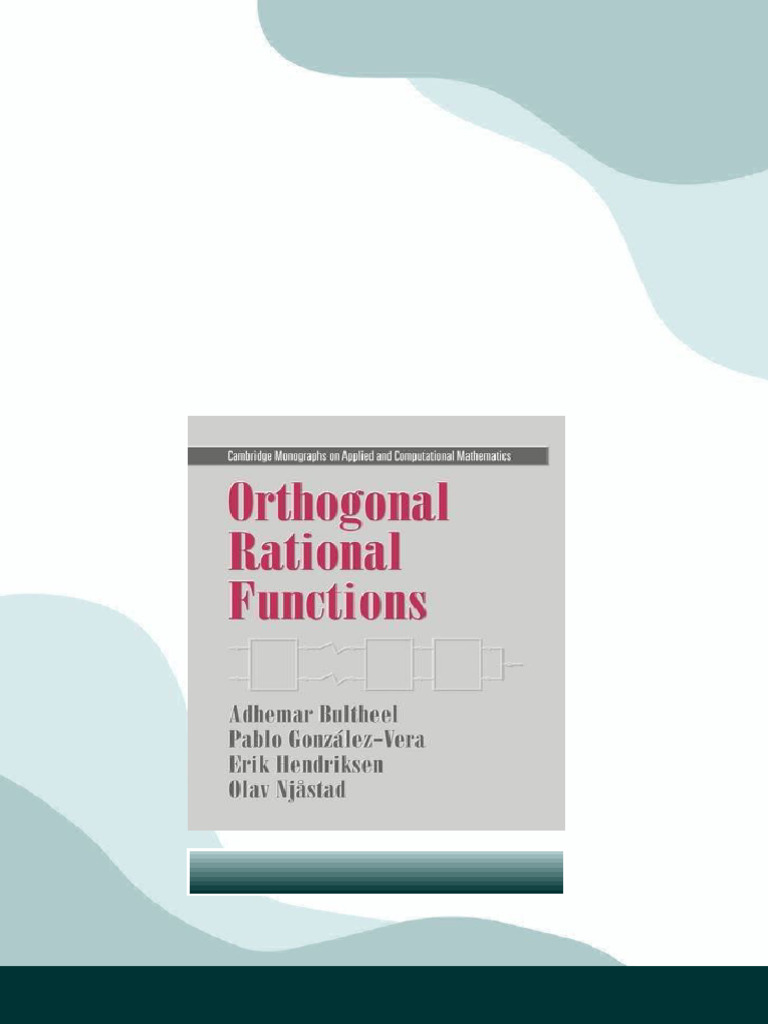 (Ebook) Orthogonal Rational Functions by Adhemar Bultheel, Pablo ...