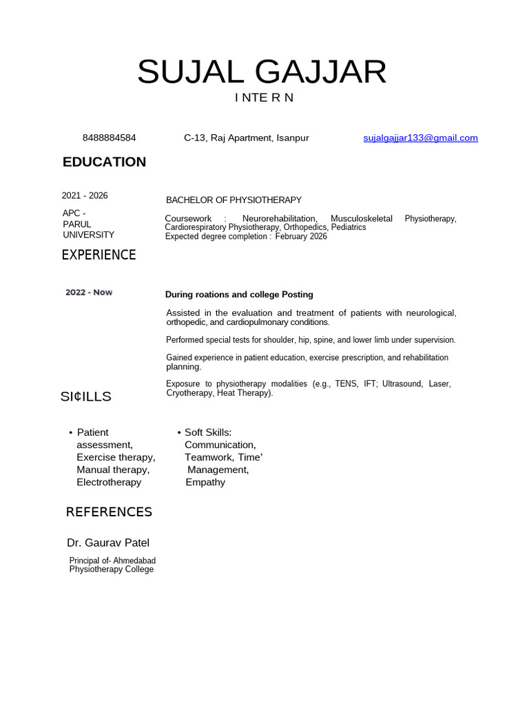 Sujal Gajjar: Education | PDF