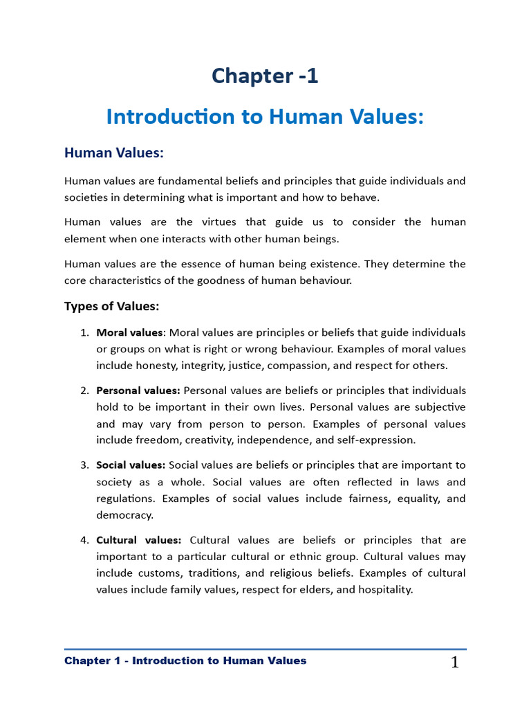 HVPE - Chapter 1 - Introduction To Human Values | PDF | Swot Analysis | Value (Ethics)