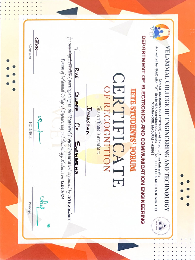 Velammal College of Engineering and Technology | PDF