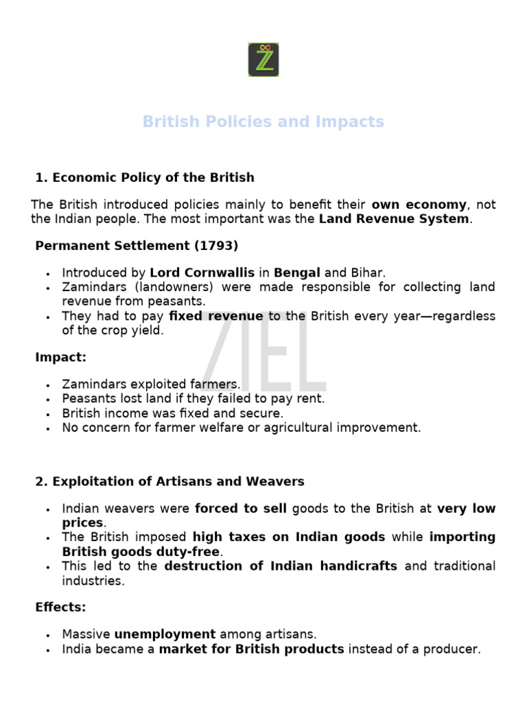 British Economic Policies and Their Impacts | PDF | British Raj | Economies