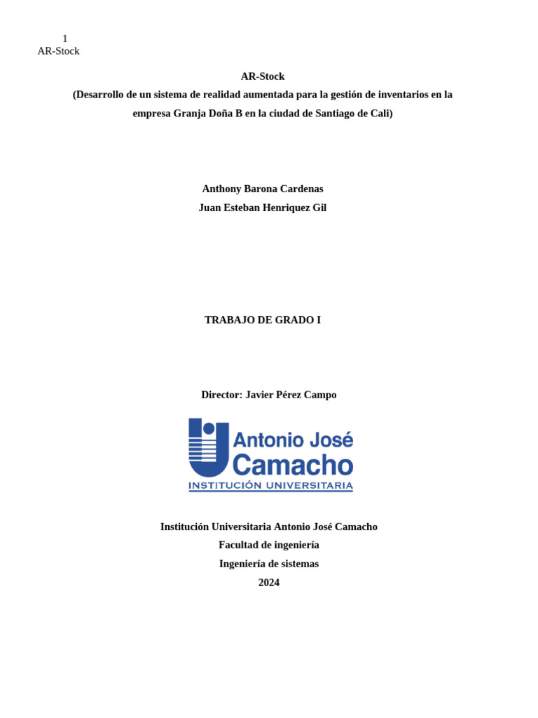 Anthony Barona y Juan Henriquez - Trabajo de Grado | PDF | Realidad ...