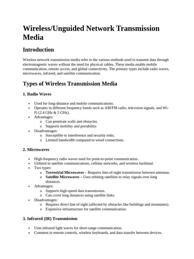 Wireless Network Transmission Media - Group 2 | PDF | Wireless | Wi Fi