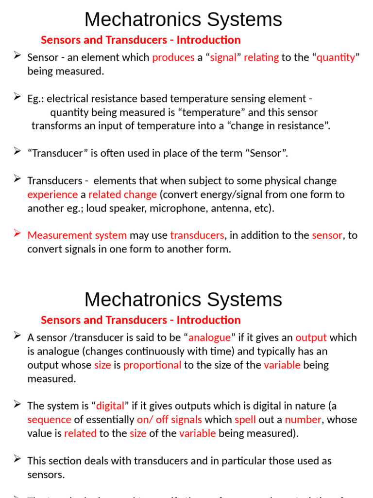 L2_Mechatronics_Systems-Sensors_Aug2025 | PDF | Capacitor | Sensor
