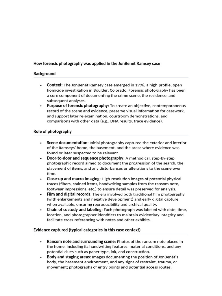 Forensic Photography in JonBenét Case | PDF | Forensic Science