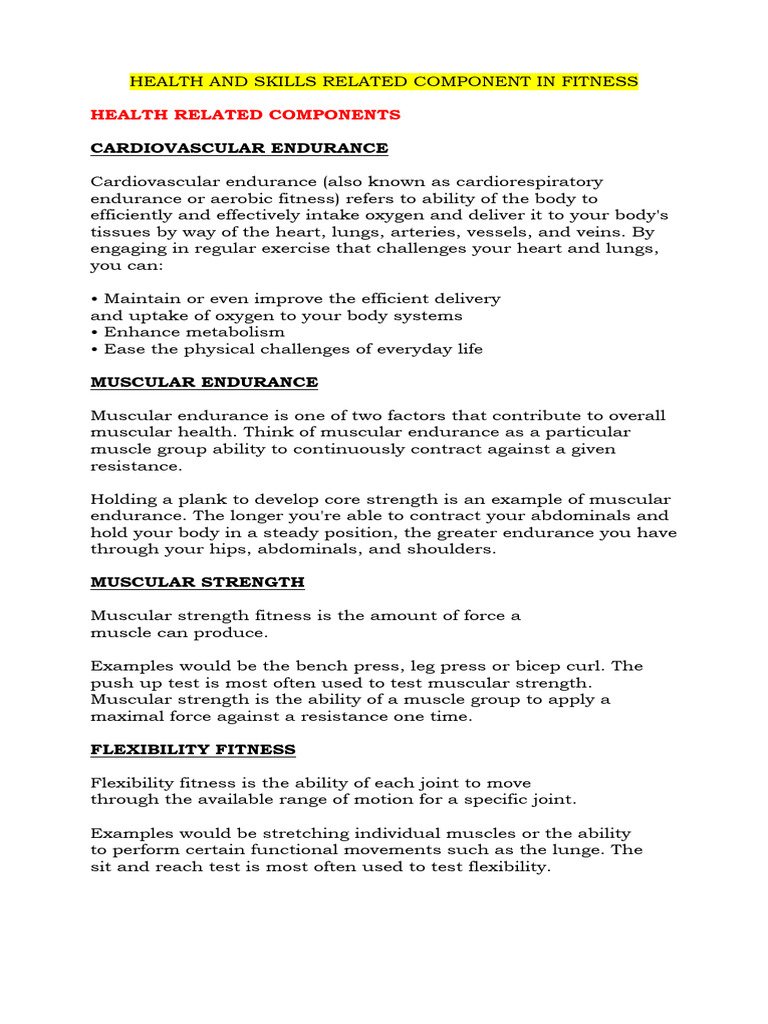 Fitness Components: Health & Skills Overview | PDF | Body Mass Index ...