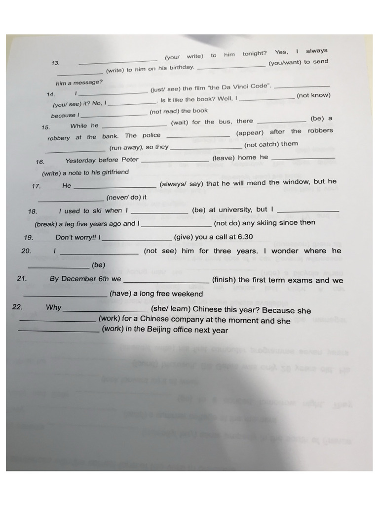 Verb Tenses Review 2 | PDF