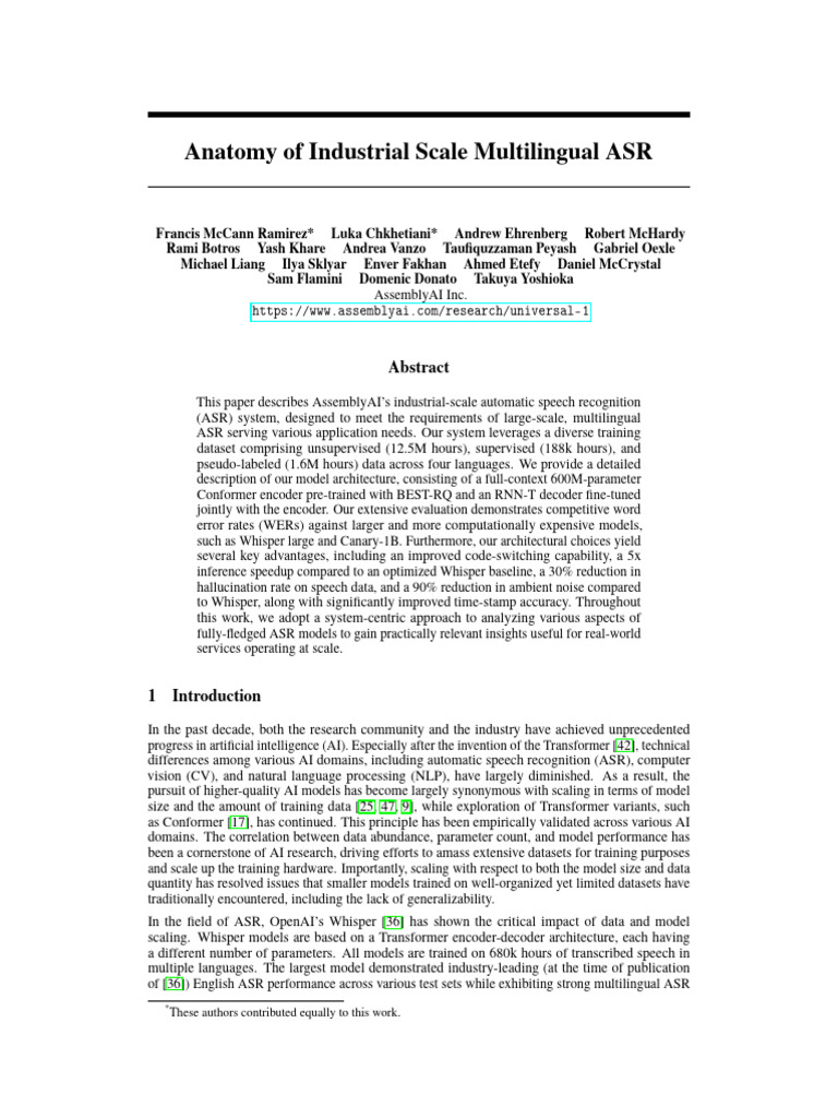 AssemblyAI's Multilingual ASR Insights | PDF | Speech Recognition ...
