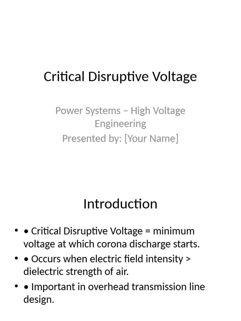 Critical Disruptive Voltage Explained | PDF | Electric Power ...