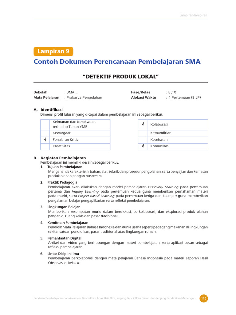 Contoh Perencanaan Pembelajaran SMA | PDF