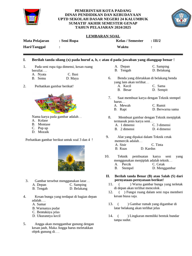 Soal Sts 2 Seni Rupa | PDF