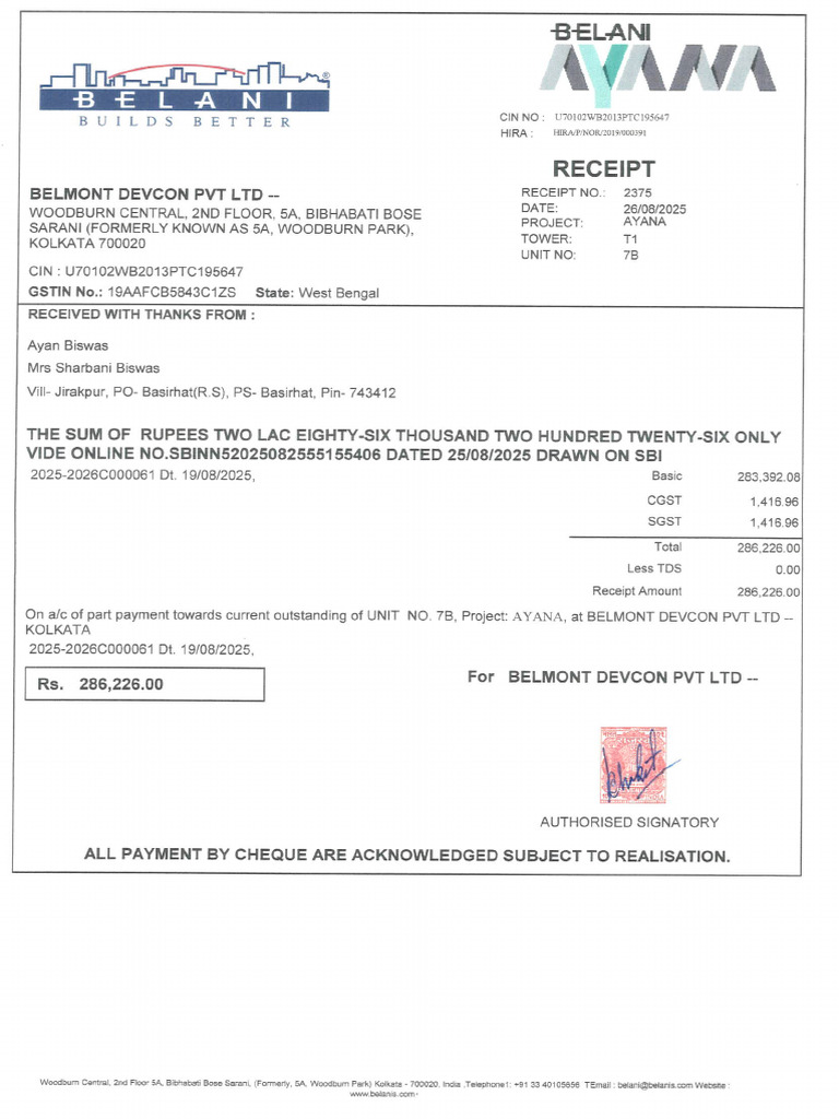Money Receipt T1 7B Flooring Work | PDF