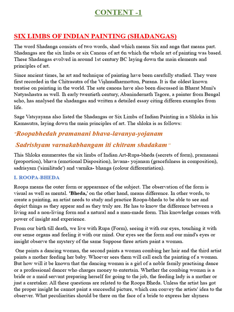 Six Limbs of Indian Painting Explained | PDF | Color | Perspective ...
