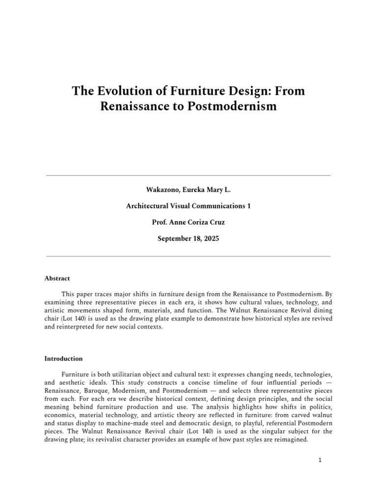 Evolution of Furniture Design History | PDF | Furniture | Baroque