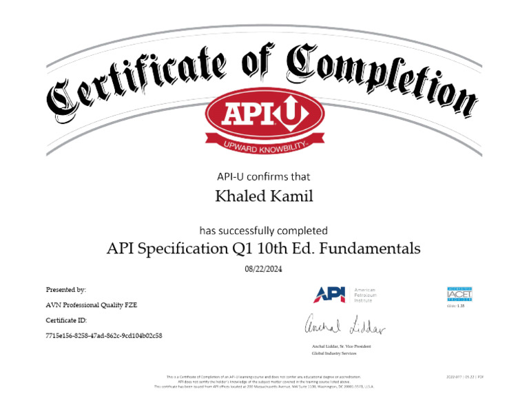 API Q1 Certification Overview | PDF
