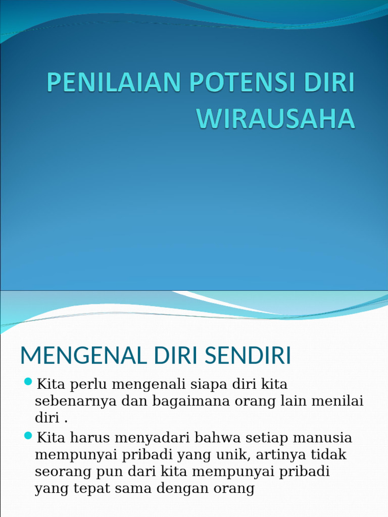 Penilaian Potensi Diri Wirausaha | PDF