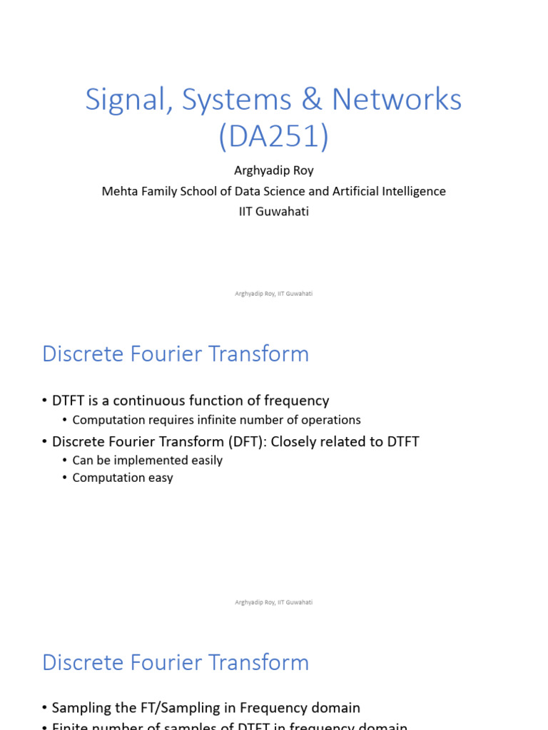 Lecture 16 DFT | PDF | Discrete Fourier Transform | Fast Fourier Transform