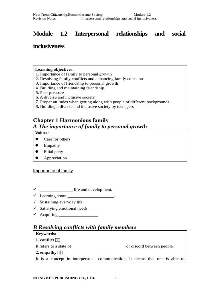 Interpersonal Relationships & Inclusiveness | PDF | Adolescence ...