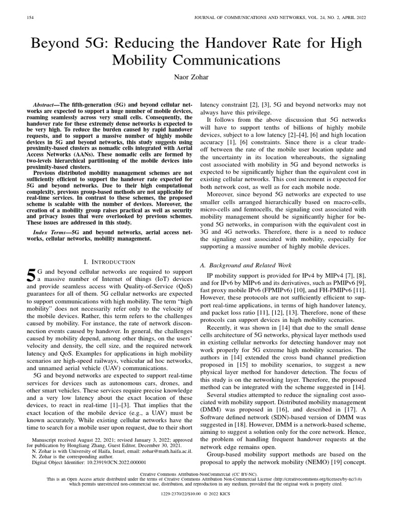 Reducing Handover Rate in 5G Networks | PDF | Computer Network ...
