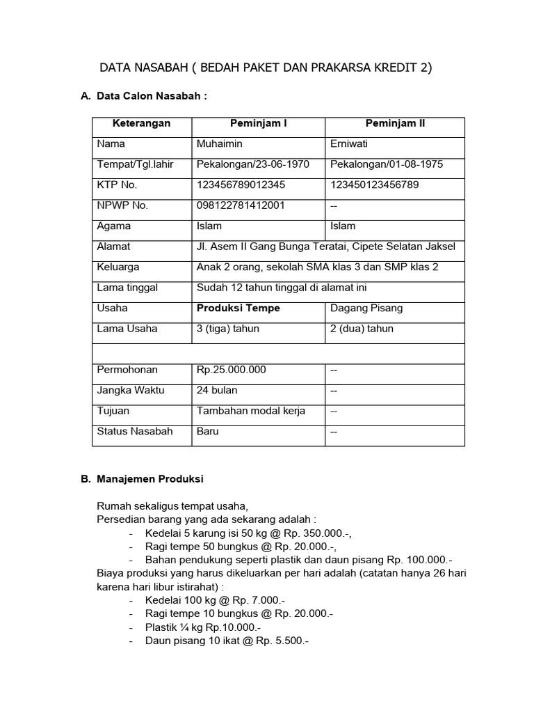 Data Nasabah dan Manajemen Usaha Kredit | PDF