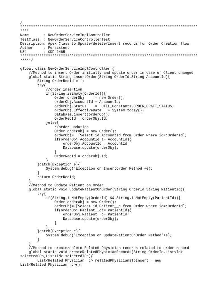 Apex Class for Order Management Functions | PDF | Computer Data | Data