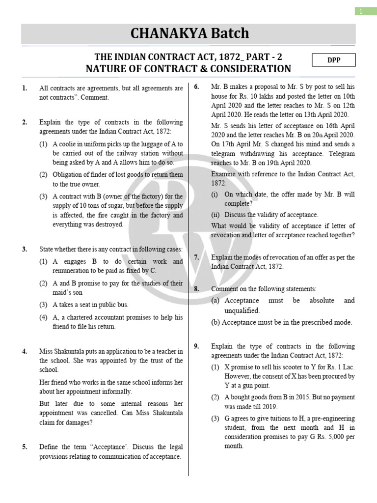 Ica 1872 Imp Part 2 | PDF | Consideration | Offer And Acceptance