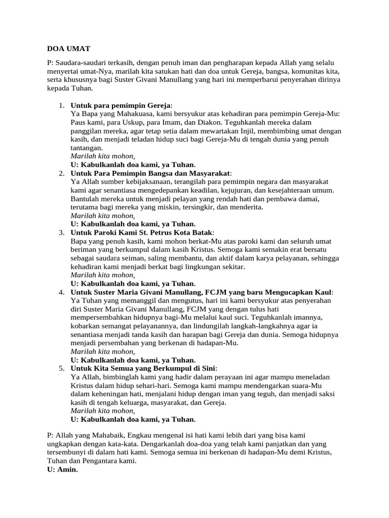 Doa Umat | PDF