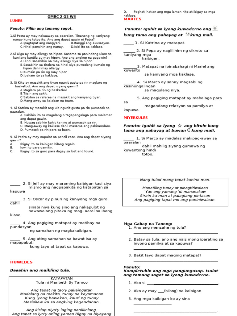 GMRC 2 Q2 W3 | PDF