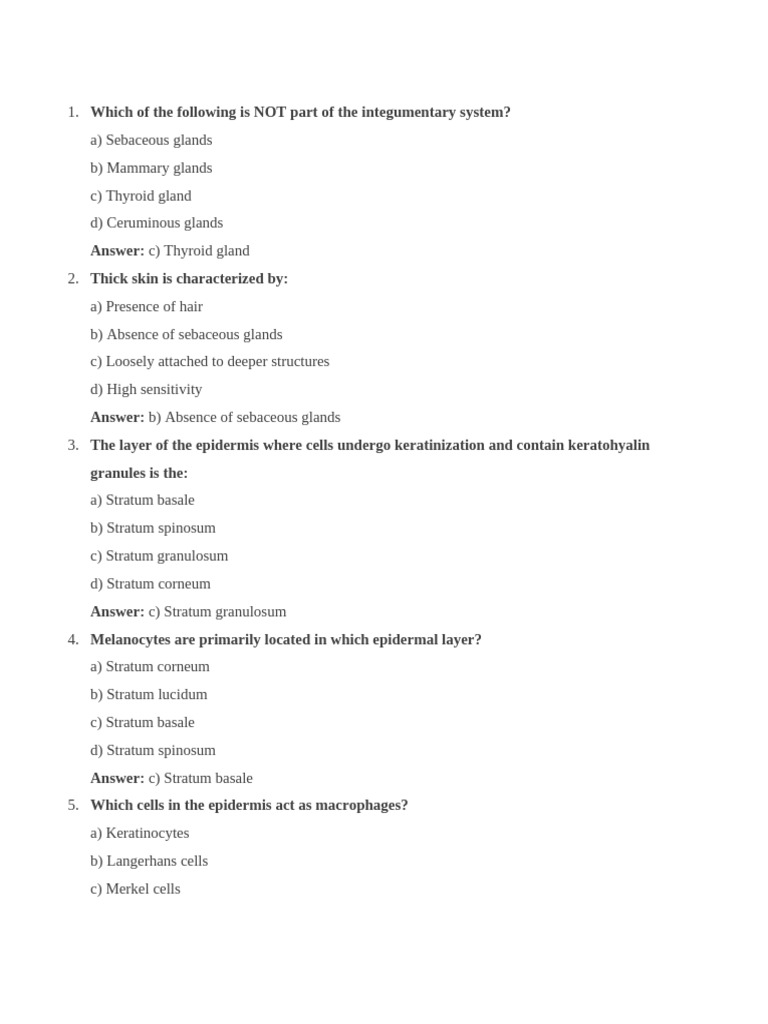 Skin & Spinal Cord Q&A | PDF | Skin | Spinal Cord