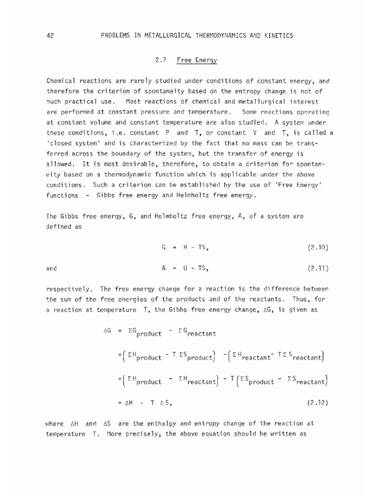 Gibbs Free Energy - Exercises and Solved Examples | PDF