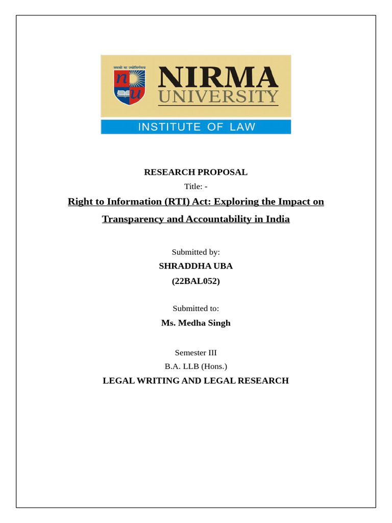 22bal052 Research Proposal | PDF | Freedom Of Information Laws By ...