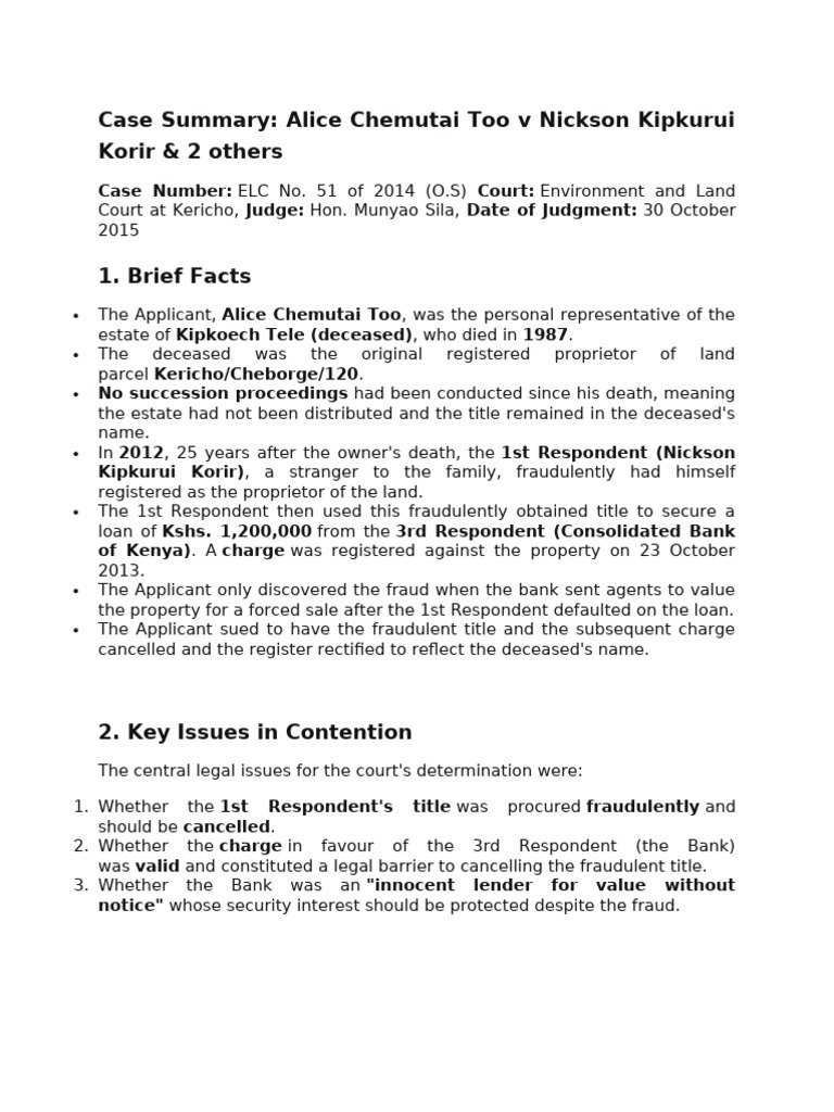 Fraudulent Land Title Case Summary | PDF | Annulment | Common Law