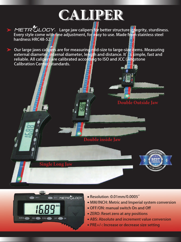 Large Jaw Calipers Specifications | PDF | Length